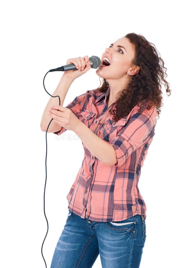 Girl with microphone stock photo. Image of singer, person - 31160700