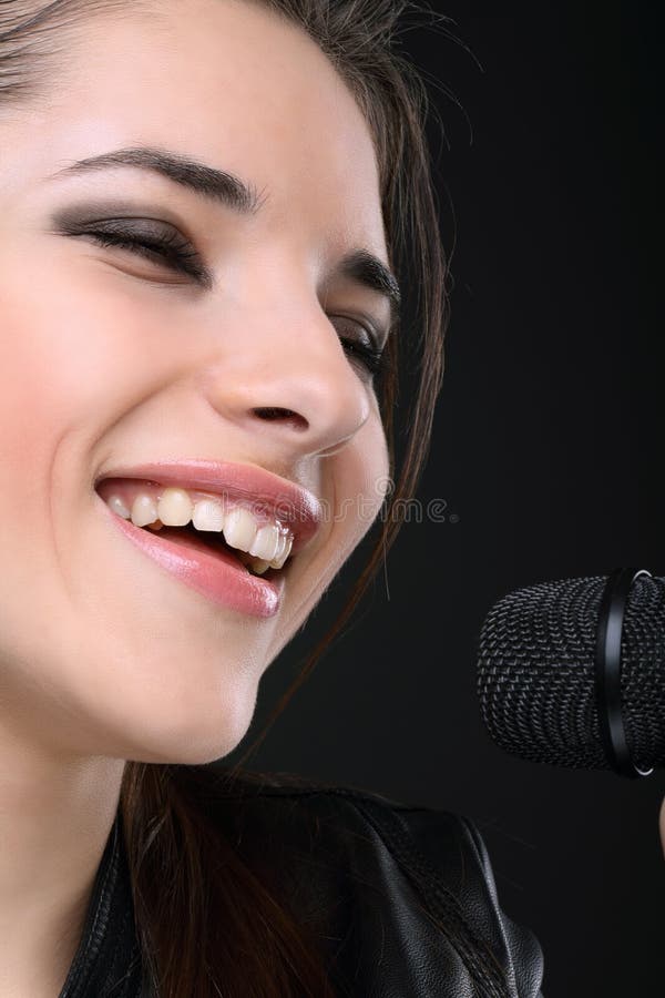 Girl with microphone stock image. Image of beautiful - 39241267