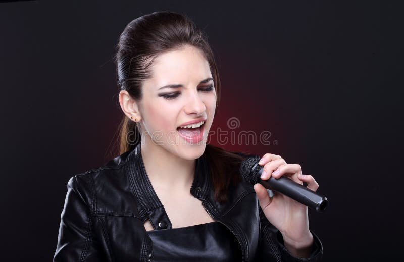 Girl with microphone stock photo. Image of sound, singers - 39241502