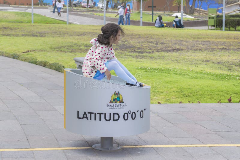 Girl at Middle Earth Monument Quito Ecuador Editorial Image - Image of ...