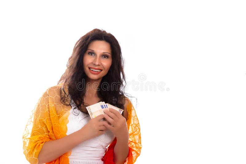 Girl enjoying money stock photo. Image of features, girl - 135382724