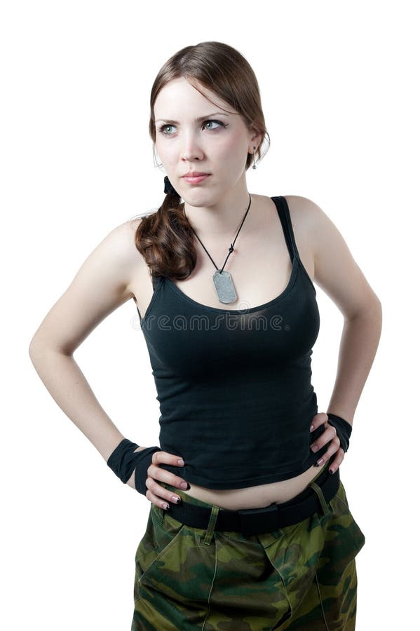 The Girl in a Military Uniform Stock Image - Image of warrior, woman ...