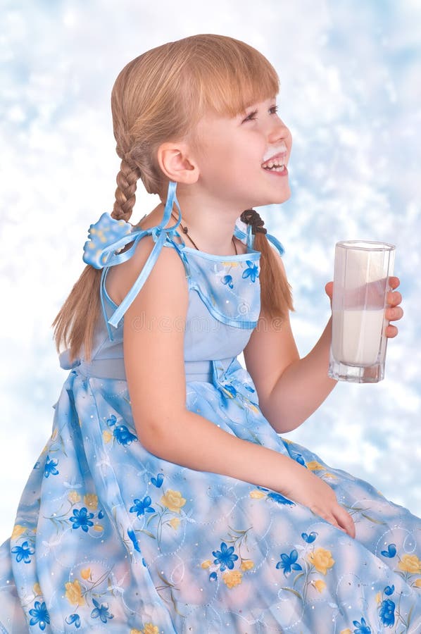 Girl with milk stock image. Image of preschooler, milk - 12215623