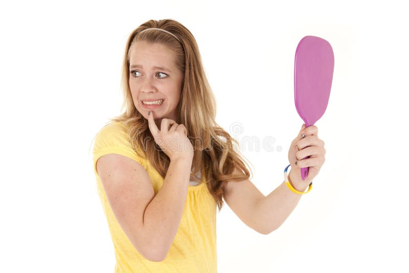 Girl mirror yikes stock image. Image of adolescence, child - 21985629
