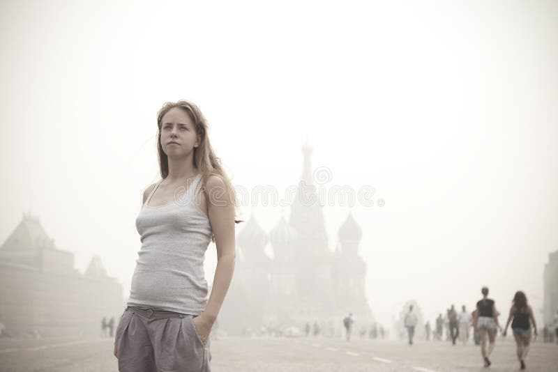 The girl in the mist stock image. Image of woman, russia - 15672633