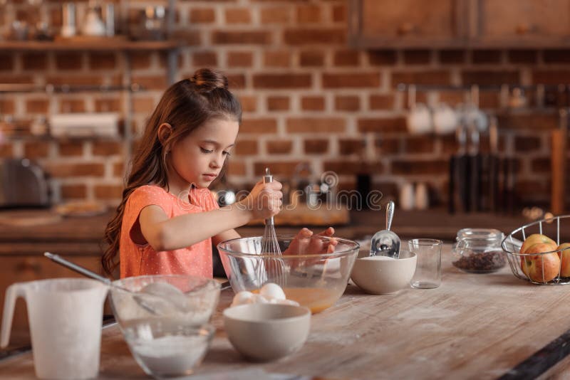 Girl Mixing Ingredients for Dough for Cake Stock Image - Image of ...