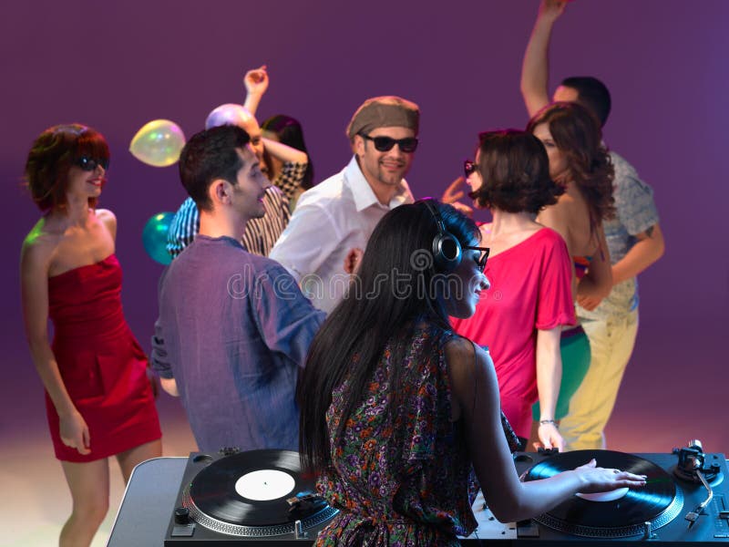 Girl mixing music at party stock image. Image of movement - 27316037