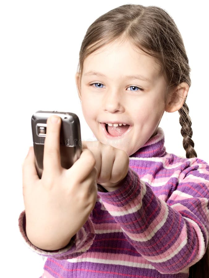 Girl with mobile phone stock photo. Image of little, cute - 24560728