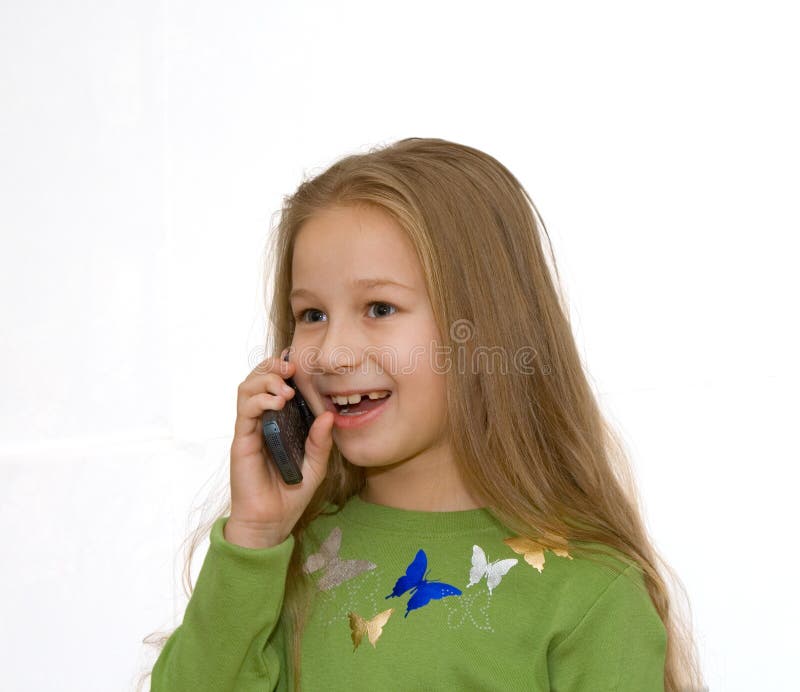 Girl with mobile phone stock photo. Image of happy, jacket - 7591264