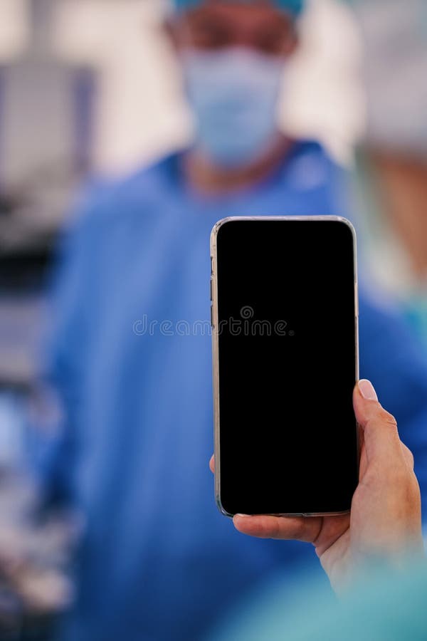 Girl with Mobile Phone in Surgery Room Stock Photo - Image of gadget ...