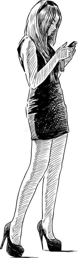 Girl with a mobile phone stock vector. Illustration of adult - 43417704