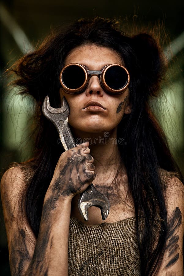 Girl Model in the Form of a Stalker Stock Photo - Image of hairstyle ...