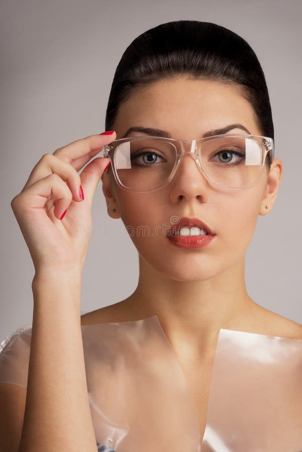 Girl model with glasses stock image. Image of glasses - 85366211