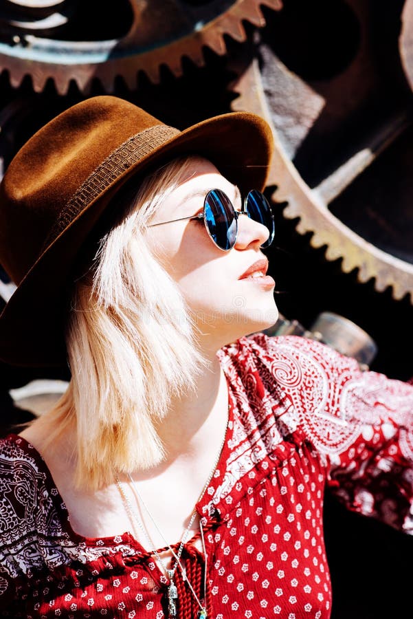 Girl Model Posing Near the Wall in the Afternoon Stock Image - Image of ...