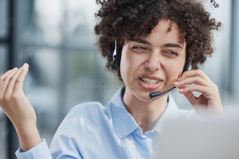 Girl in a Modern Office Working in a Call Center Smiling Stock Photo ...