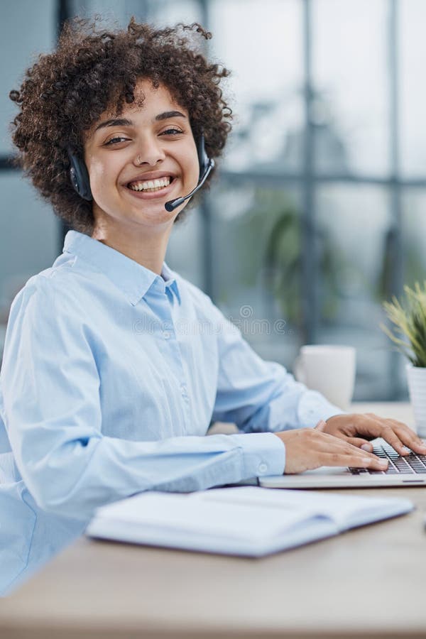 Girl in a Modern Office Working in a Call Center Smiling Stock Image ...