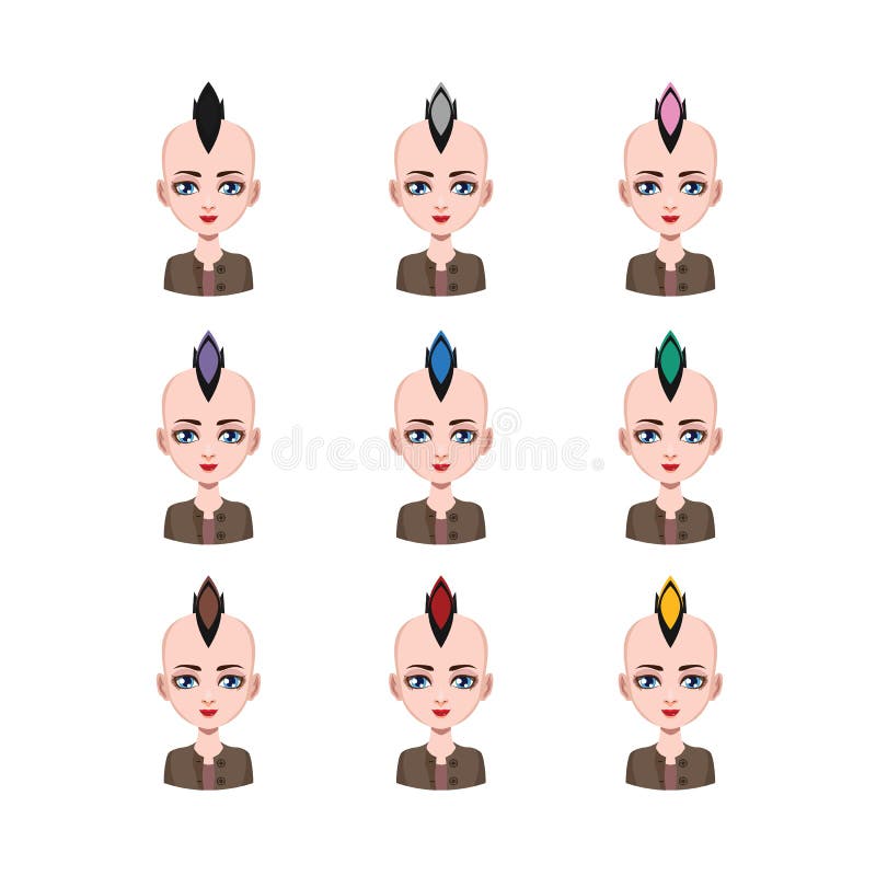 Girl with a mohawk haircut stock vector. Illustration of mohawk - 91640889