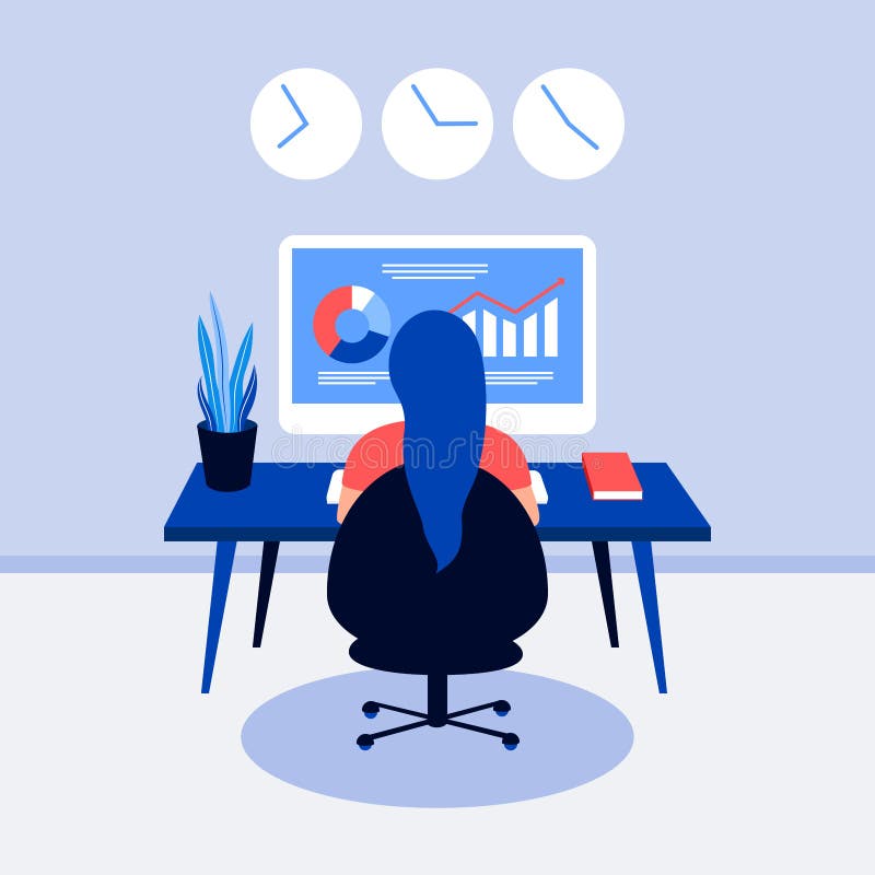 Girl and Monitor Screen with Data Analysis Graph. Stock Vector ... Girl and Monitor Screen with Data Analysis Graph. Stock Vector ...