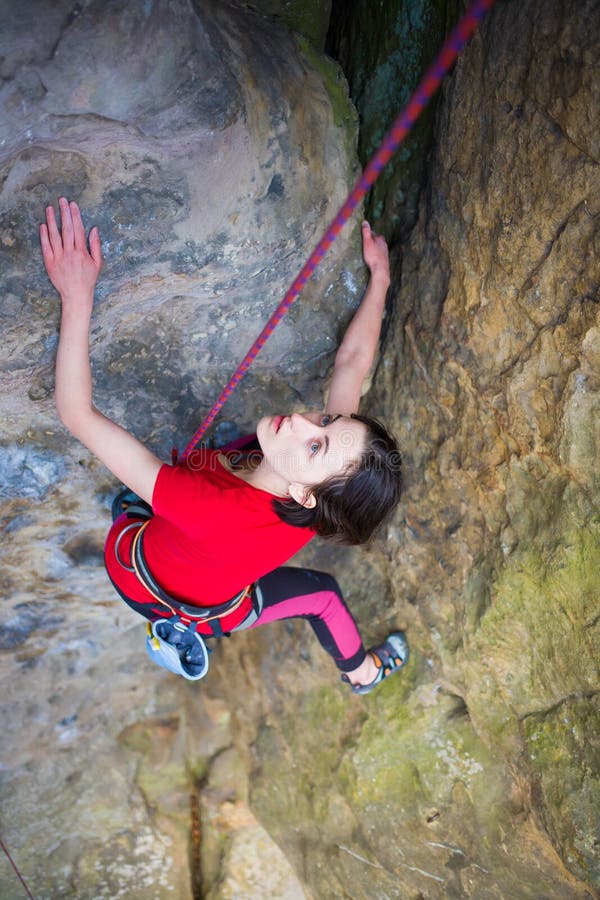 Girl mountain climber. stock photo. Image of outdoor - 78666834