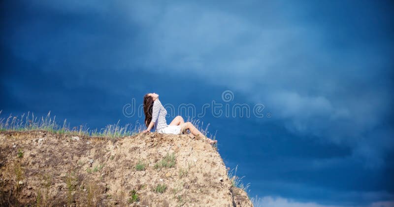 Girl on a mountain stock image. Image of landscape, peak - 42703527