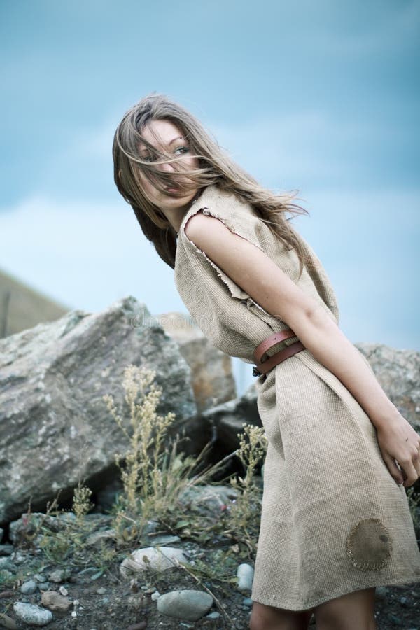 Girl in the mountains stock image. Image of outside, feel - 21495875