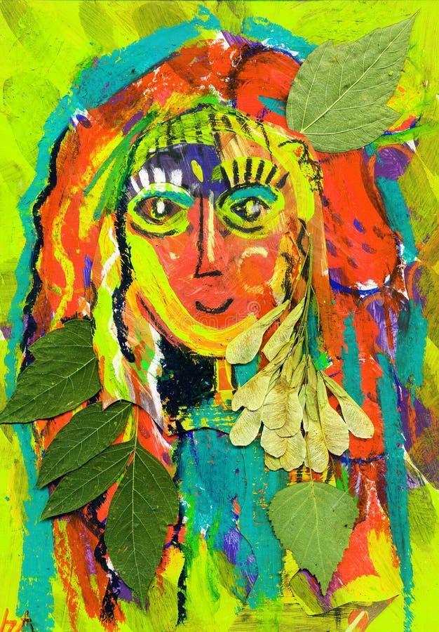 Mixed Media Abstract Face - Digital Painting Stock Illustration ...