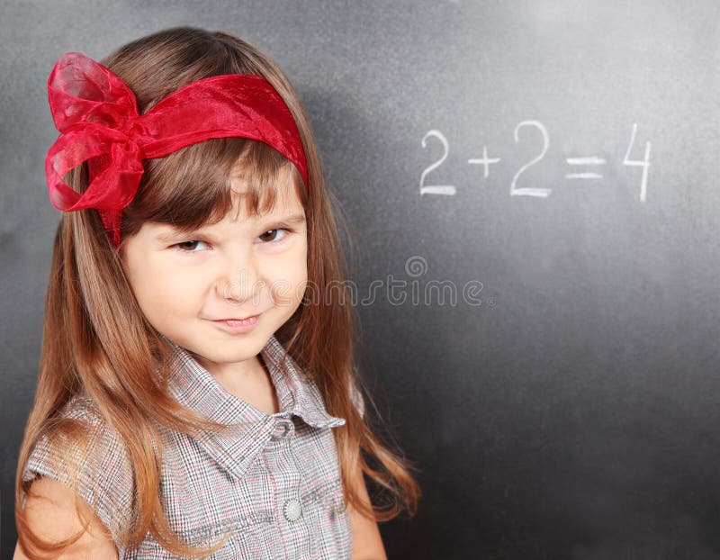 Girl Near Blackboard Learning Maths Stock Image - Image of childhood ...