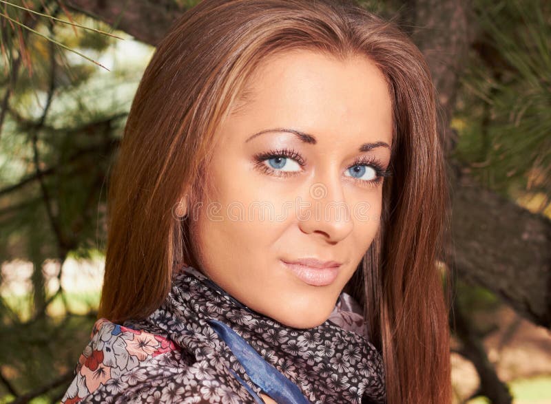 Girl near a tree stock image. Image of adult, people - 24464653