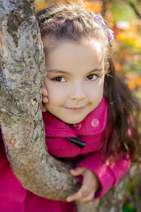 Girl Near a Tree in the Park Stock Photo - Image of forest, beauty ...