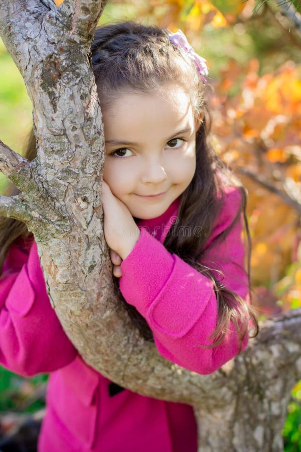 Girl Near a Tree in the Park Stock Photo - Image of outside, autumn ...