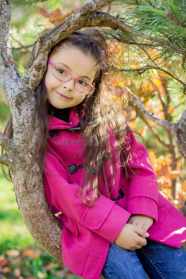 Girl Near a Tree in the Park Stock Image - Image of nature, outside ...