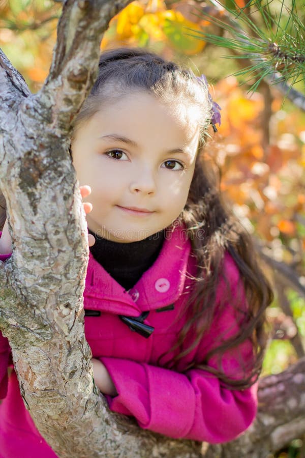 Girl Near a Tree in the Park Stock Photo - Image of outside, autumn ...