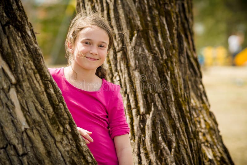 Girl near trees stock image. Image of outside, child - 30754947