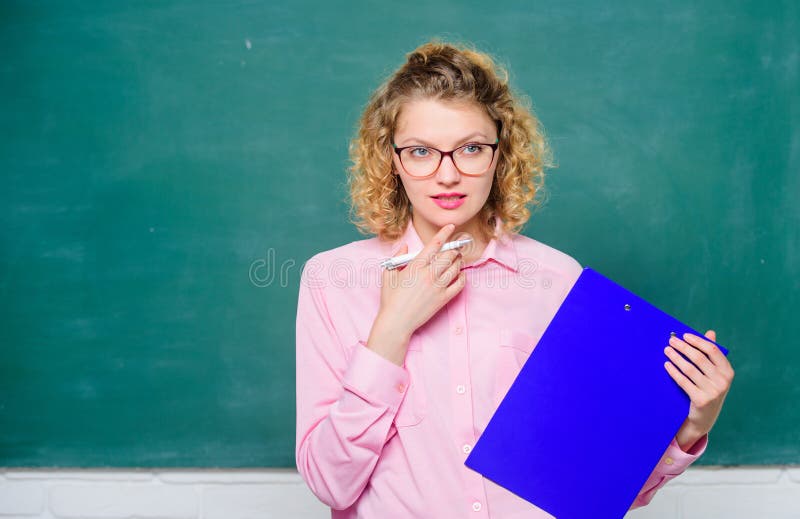 Girl Nerd Student Hold Folder Documents. Enter University. College and ...