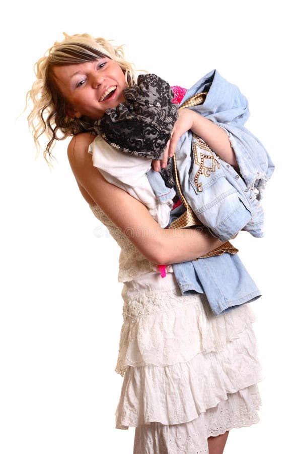 Girl and falling clothes stock photo. Image of good, ladies - 2410600