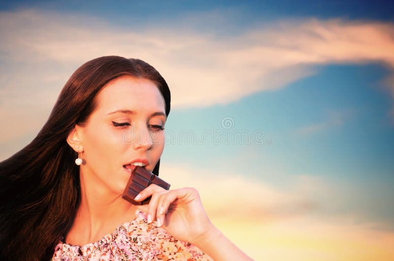Girl Nibbling Bar Chocolate Stock Photos - Free & Royalty-Free Stock ...