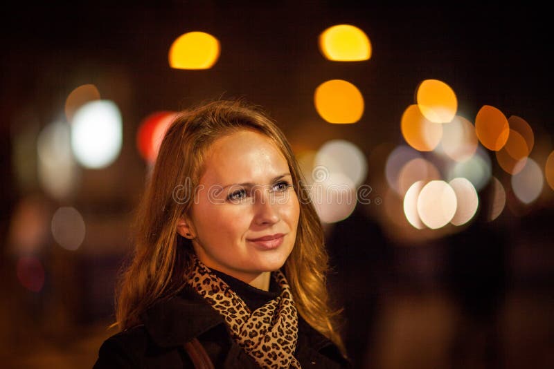 Girl at night city stock image. Image of blond, think - 27756049
