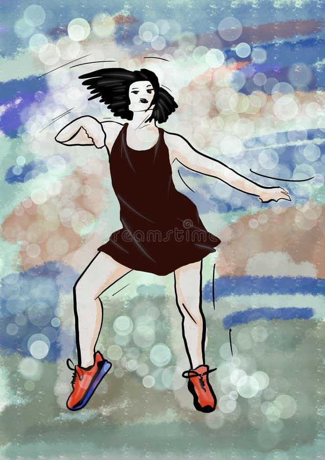 Girl in the night dancing stock illustration. Illustration of dress ...