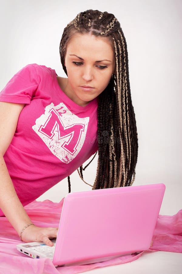 Girl & notebook stock image. Image of notebook, braid - 12469173