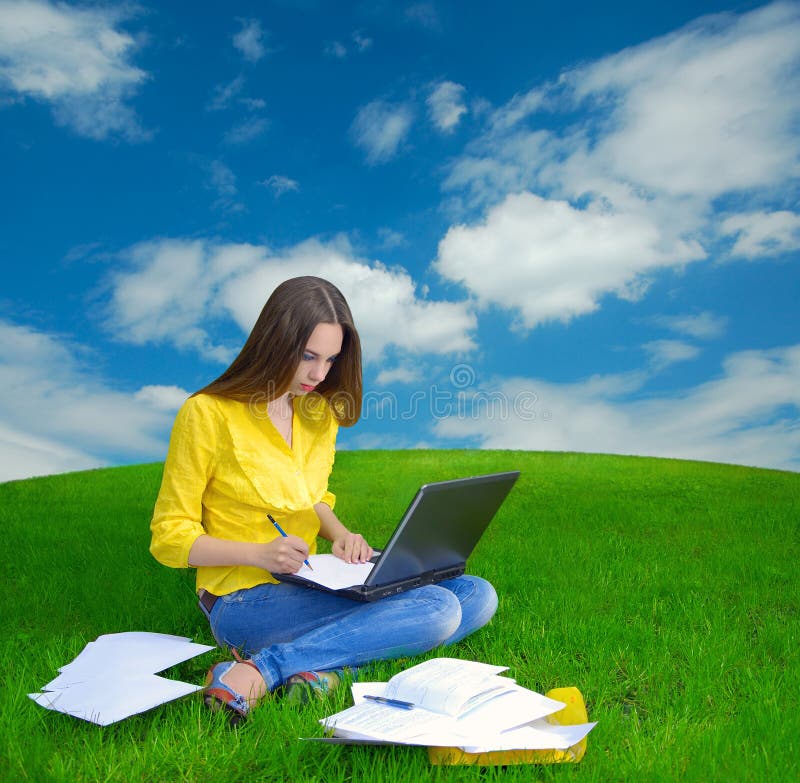 Girl with notebook stock photo. Image of fascination - 14245654