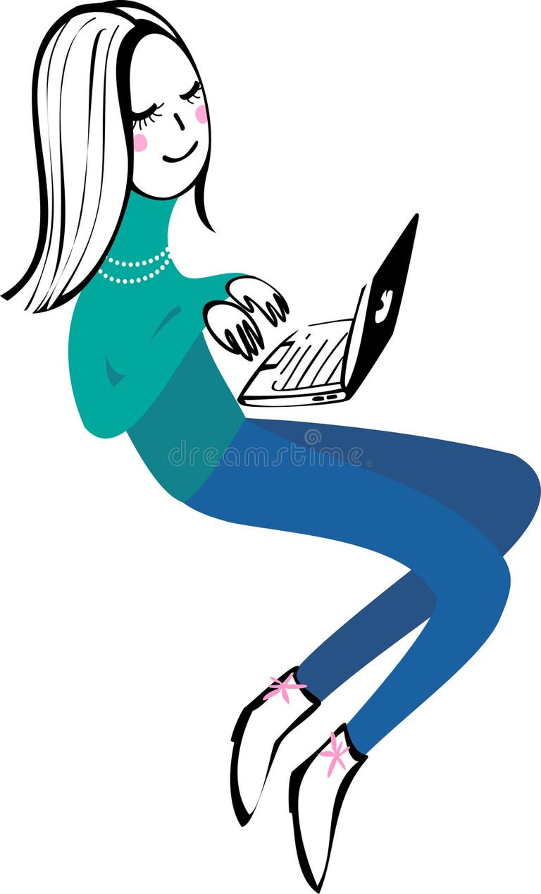 Cartoon Girl Typing Stock Illustrations – 2,009 Cartoon Girl Typing ...