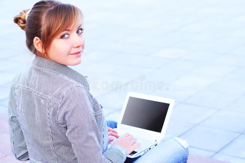 The girl with the notebook stock image. Image of female - 16634123