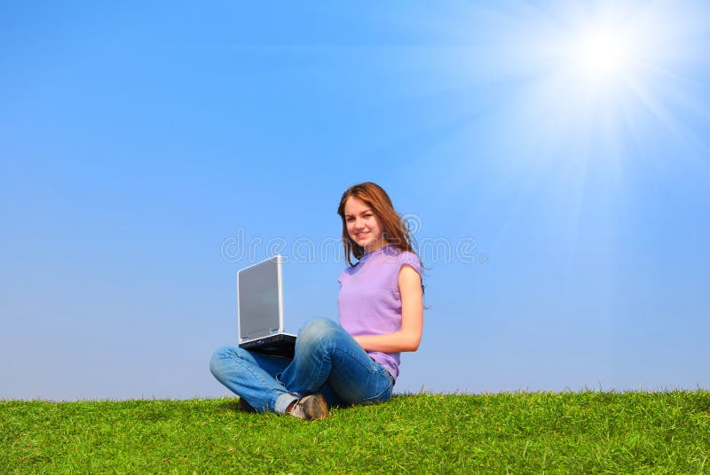Girl with notebook stock photo. Image of face, laptop - 2224736