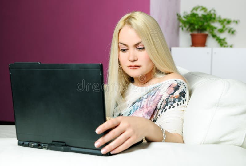 Girl with notebook stock image. Image of divan, notebook - 32026015