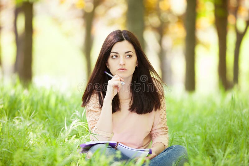 Girl with notebook stock photo. Image of beautiful, connection - 40188086