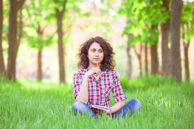 Girl with notebook stock image. Image of brunette, education - 40017487