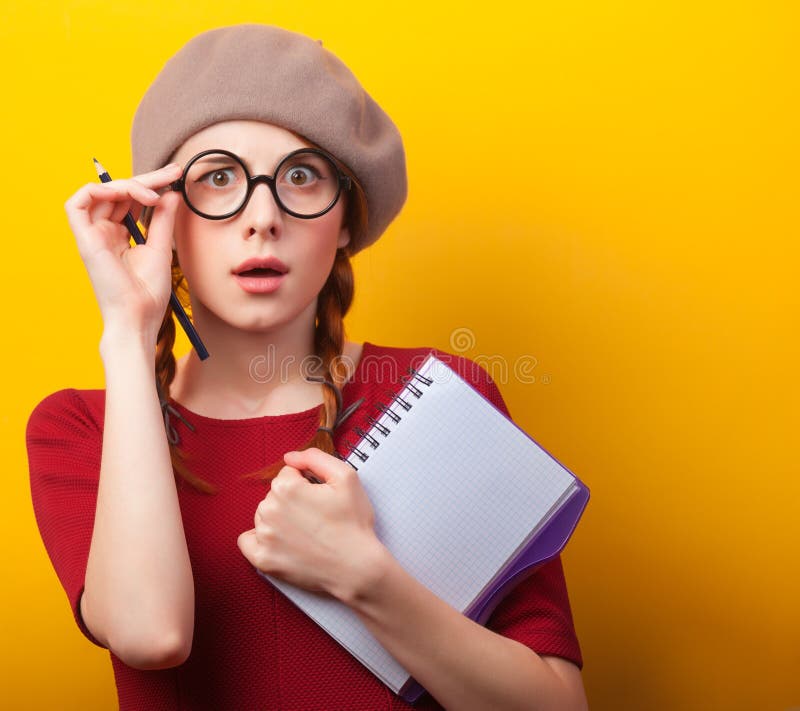 Girl with Notebook Computer Sitting and Working Stock Photo - Image of ...