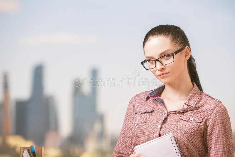 Girl with notepad stock photo. Image of lifestyle, european - 80979410