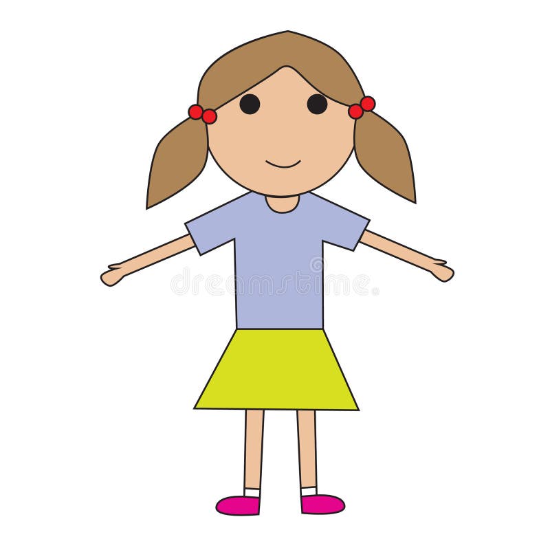 Girl with Open Arms. Vector Illustration Decorative Design Stock Vector ...