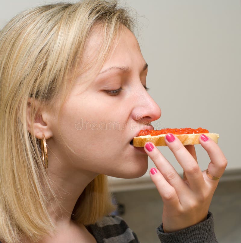 Girl with an Open Sandwich. Stock Photo - Image of energy, color: 11850252